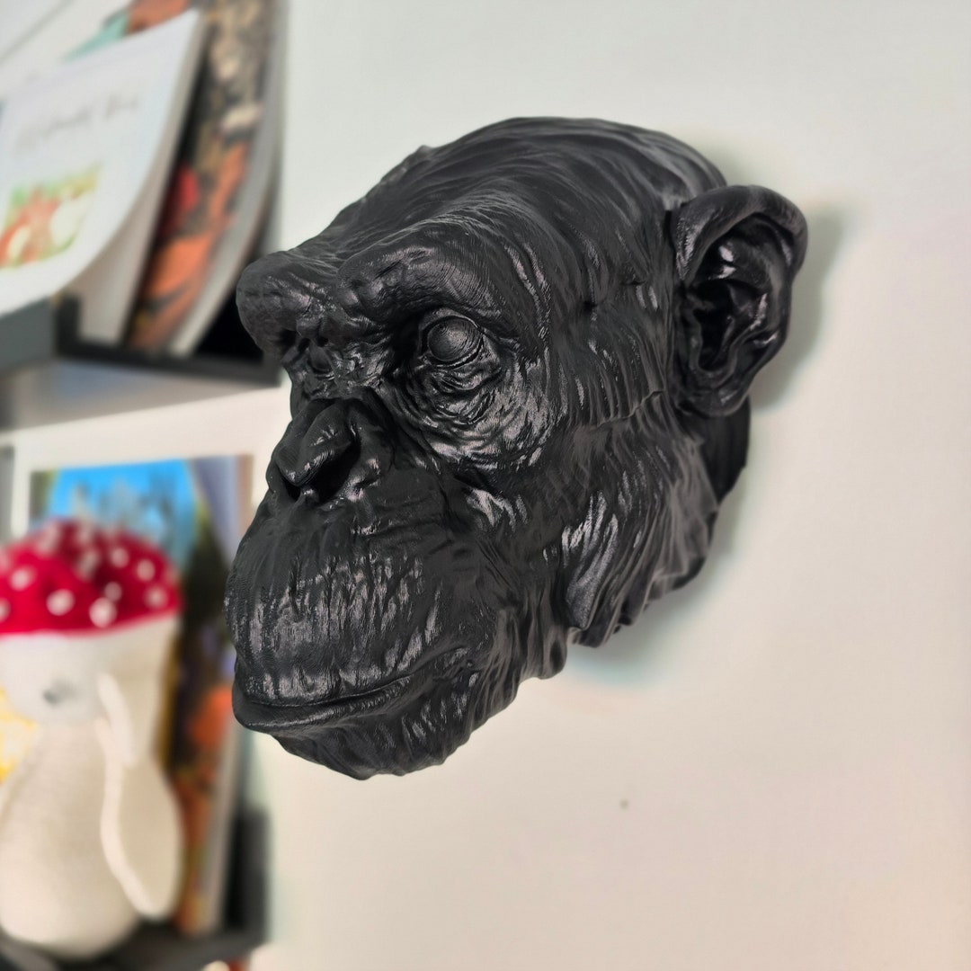 Chimpanzee Wall Art - Animal Art - 3D Printed - Home Decor - Wall Mount ...