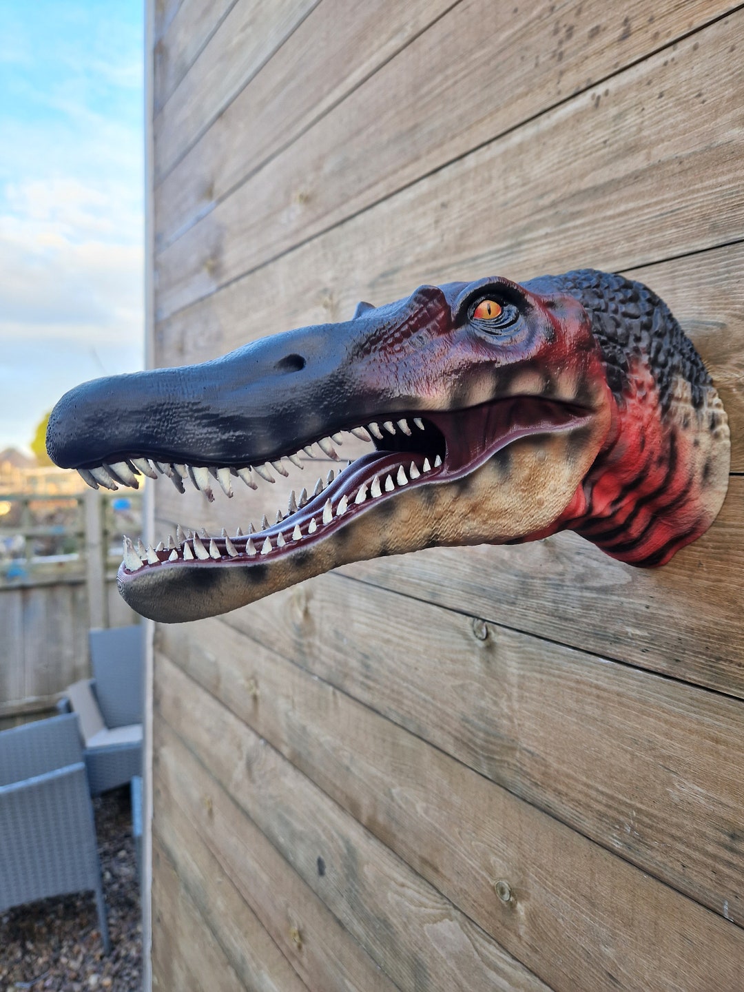 Spinosaurus Airbrushed and Painted Head Wall Art - Dinosaur - Wall ...
