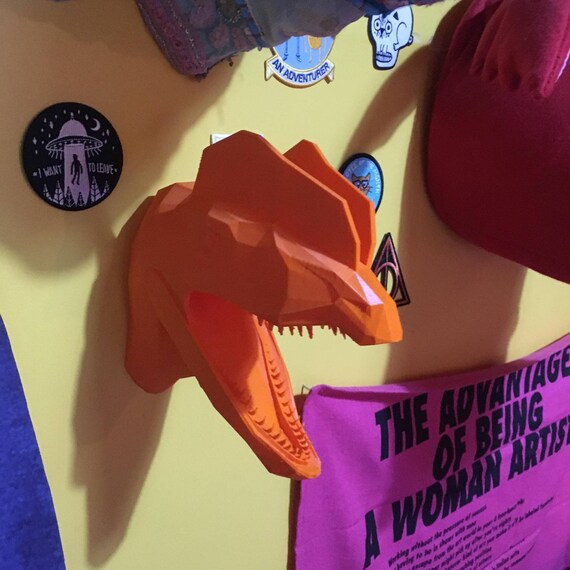 Diddy Dino Geometric Dilophosaurus Head Dinosaur Wall Art | Etsy