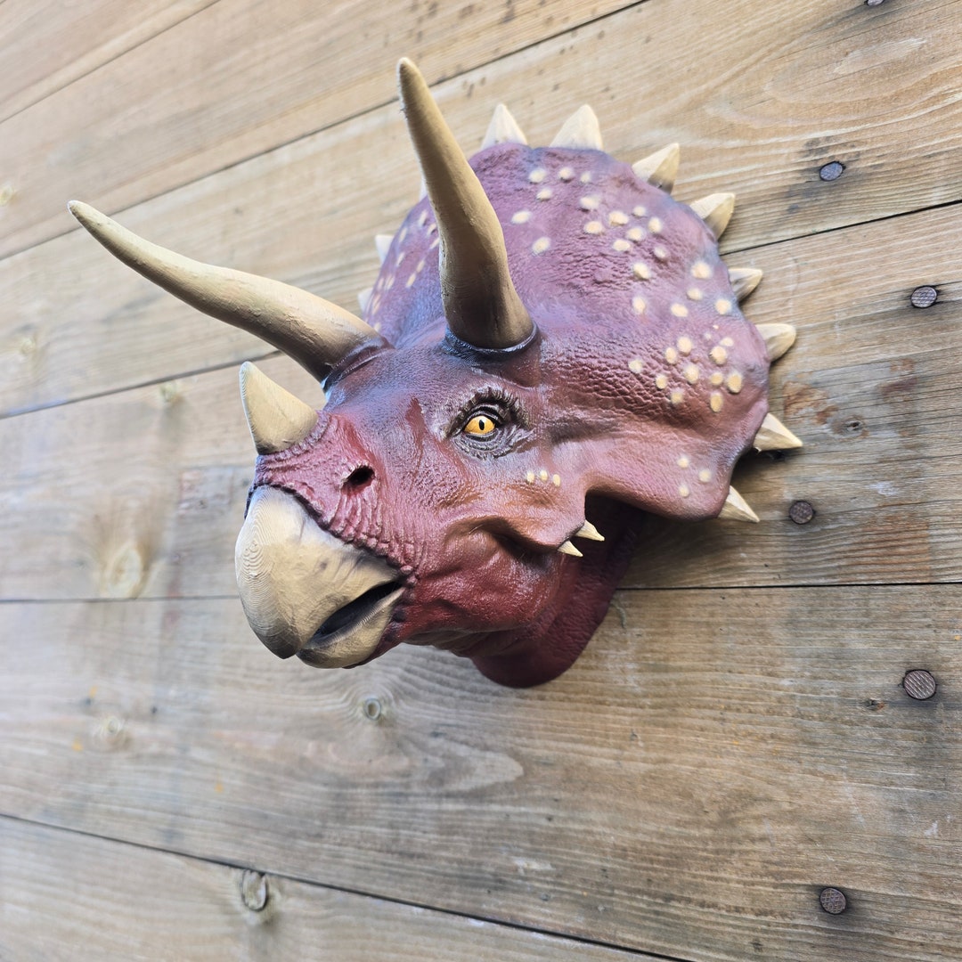 Triceratops Painted and Airbrushed Wall Art - Dinosaur - Wall Mount- 3D ...