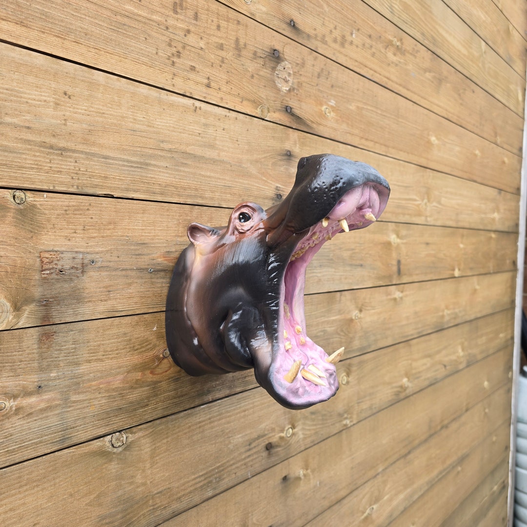 Hippo Wall Art – Hand Painted Animal Decor - 3D Printed - Etsy