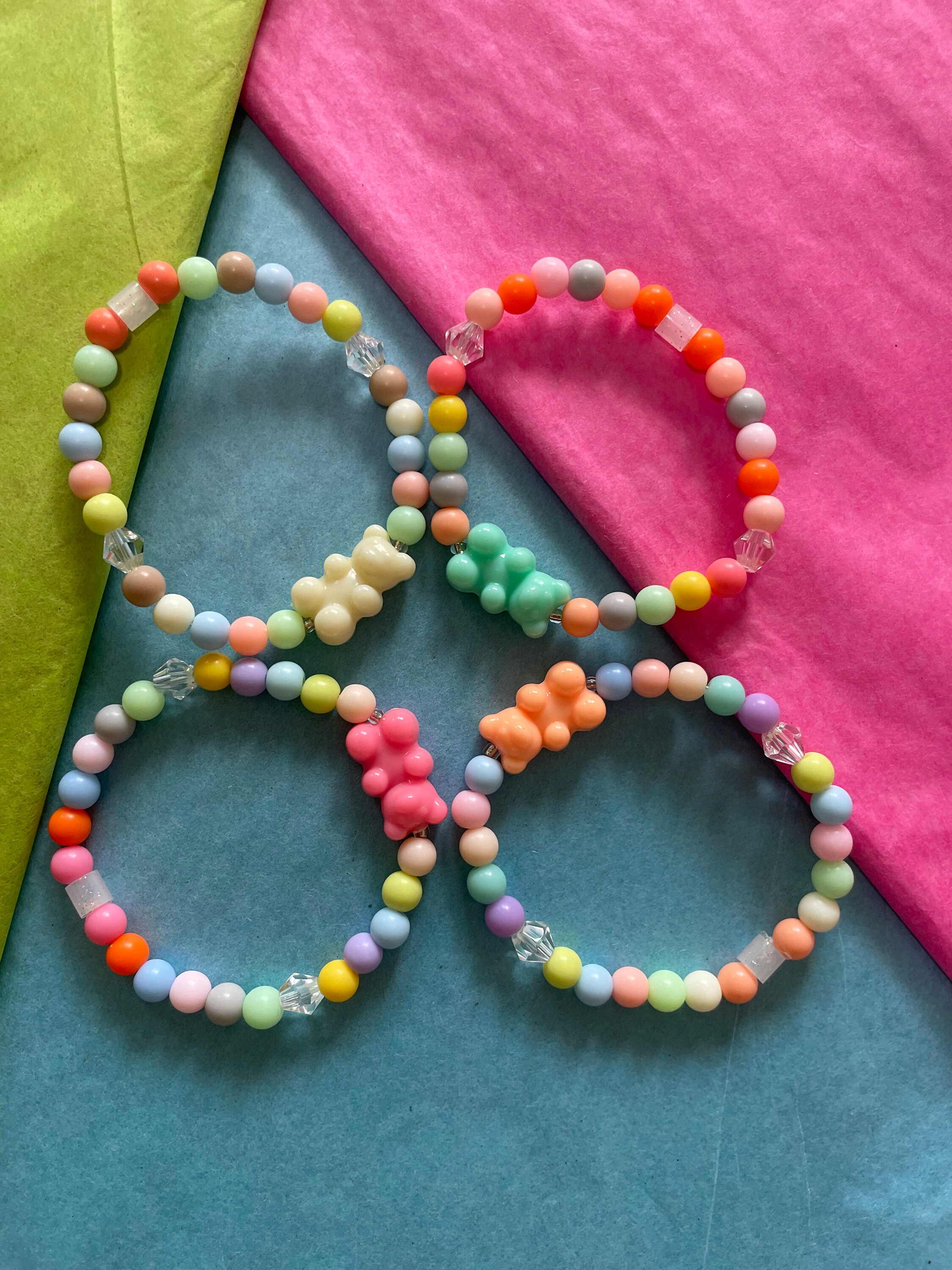 Gummy Bear Bracelet Jelly Bear Pastel Color Bracelet Handmade Bear ...