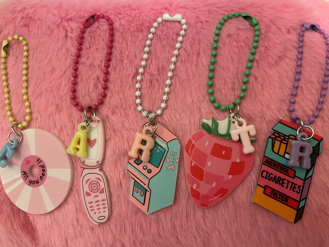 Custom Initial Y2K 90s Keychain Keyholder Bagcharm - Etsy