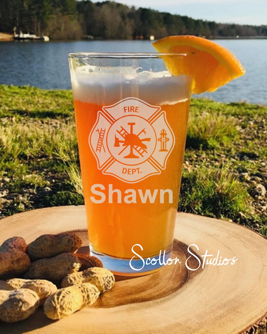 Fireman Pint Glass, Firefighter Beer Glass, Maltese Cross, Personalized ...