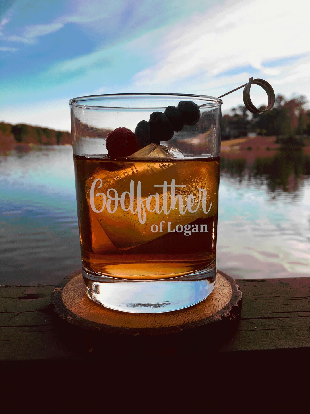 Personalized Godfather Whiskey Glass, Elegant Baptism Gift - Etsy
