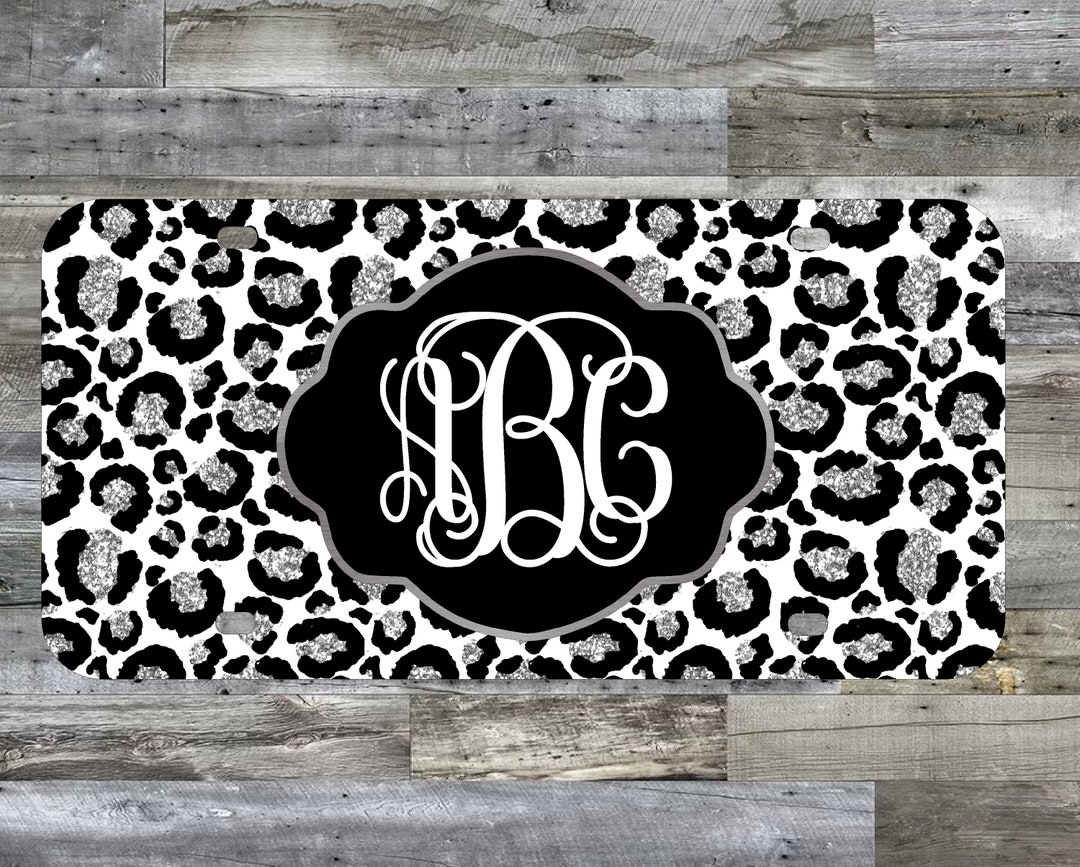 Cheetah Glitter Effect License Plate | Personalized Monogram Car Tag - Etsy