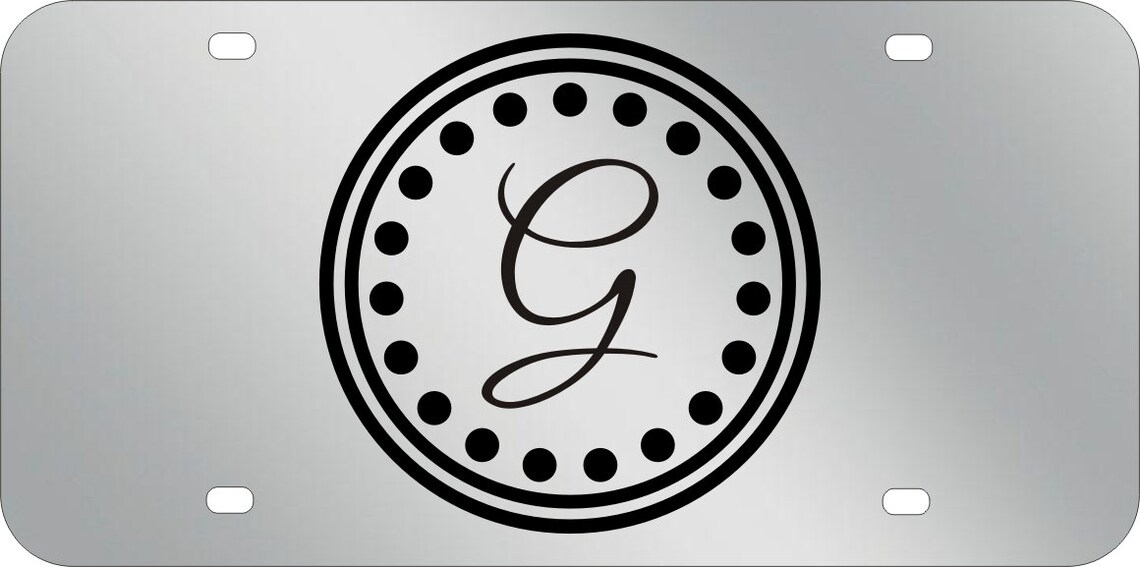 Custom Vanity Platecar Tag Monogrammed Initial Wreath | Etsy