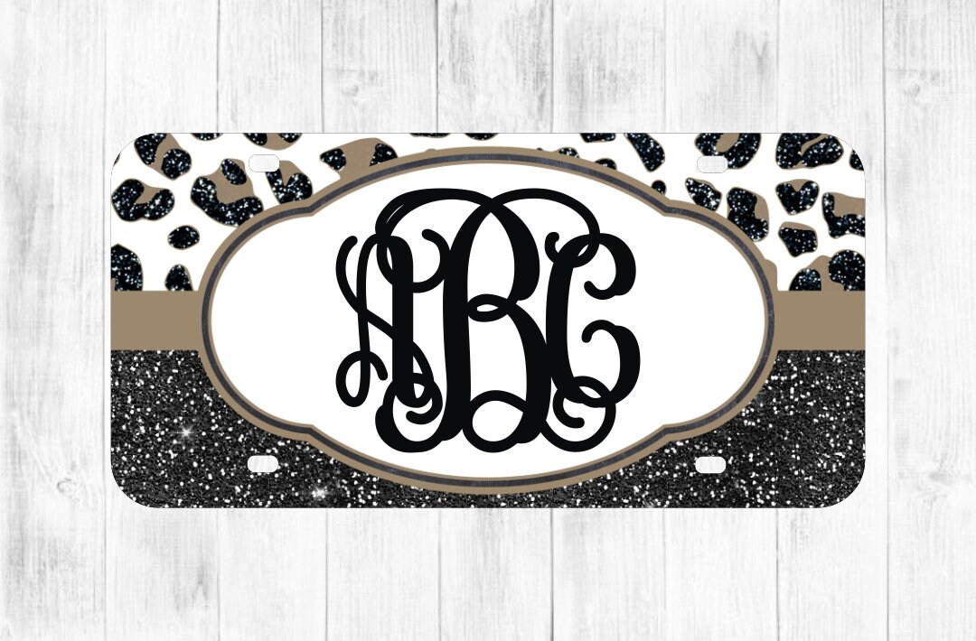 Cheetah Print Glitter Effect License Plate | Personalized Car Tag - Etsy