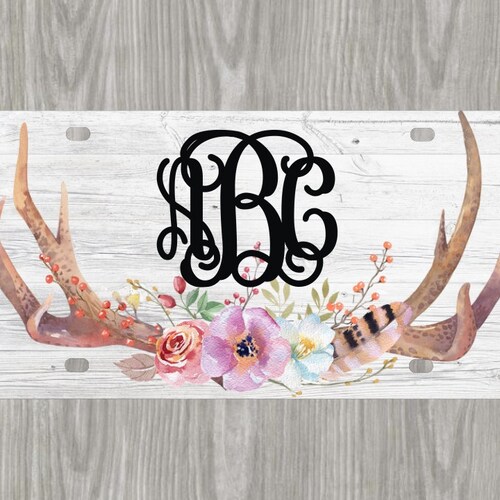 Pink Flower Monogram License Plate Personalized Car Tag - Etsy