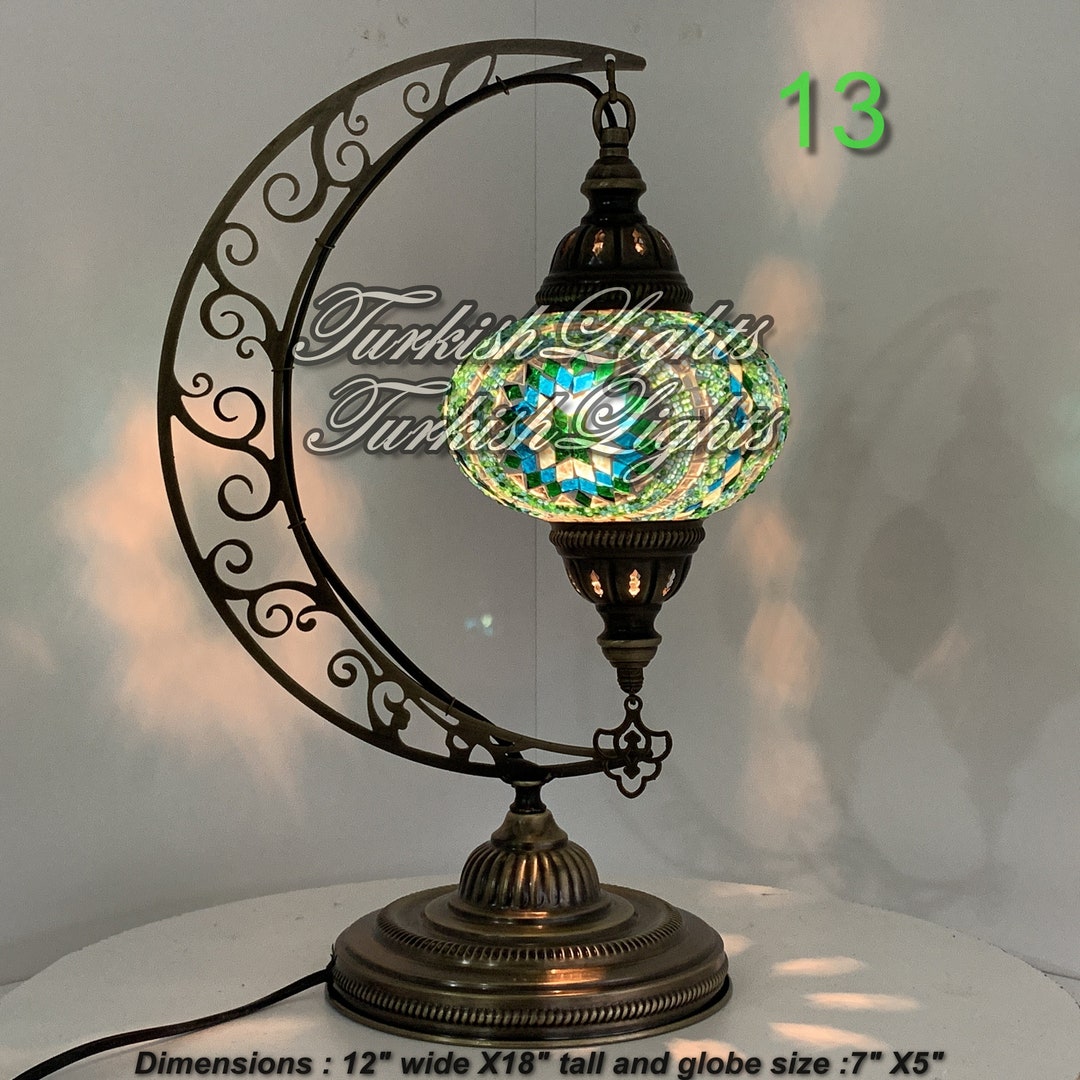 Moon Shape, Turkish Mosaic. Table Lamp, , Tiffany Lamp, Turkish Lights ...