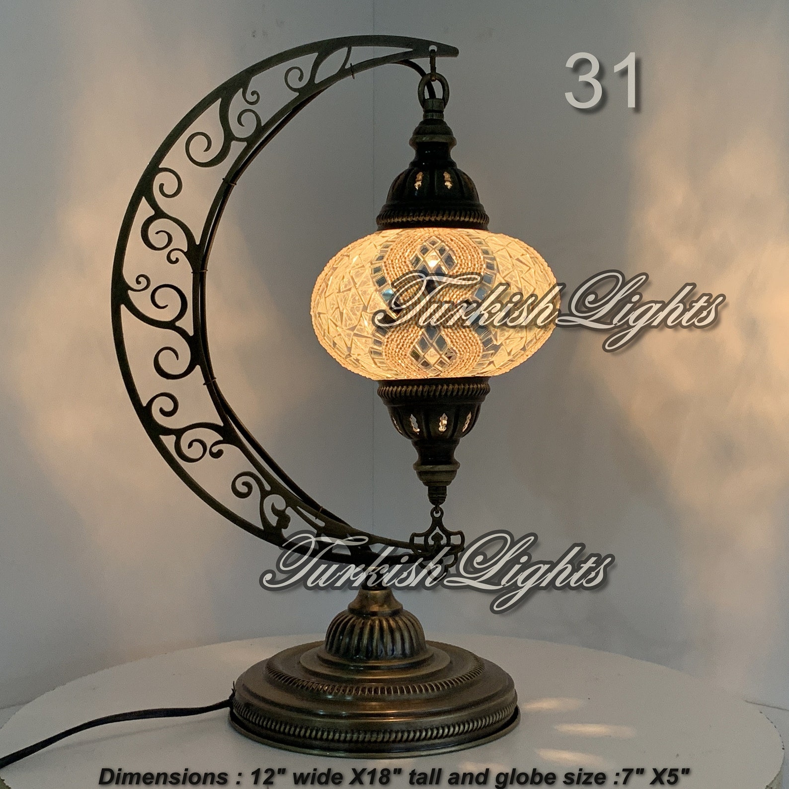 Moon Shape Turkish Mosaic. Table Lamp Tiffany Lamp | Etsy