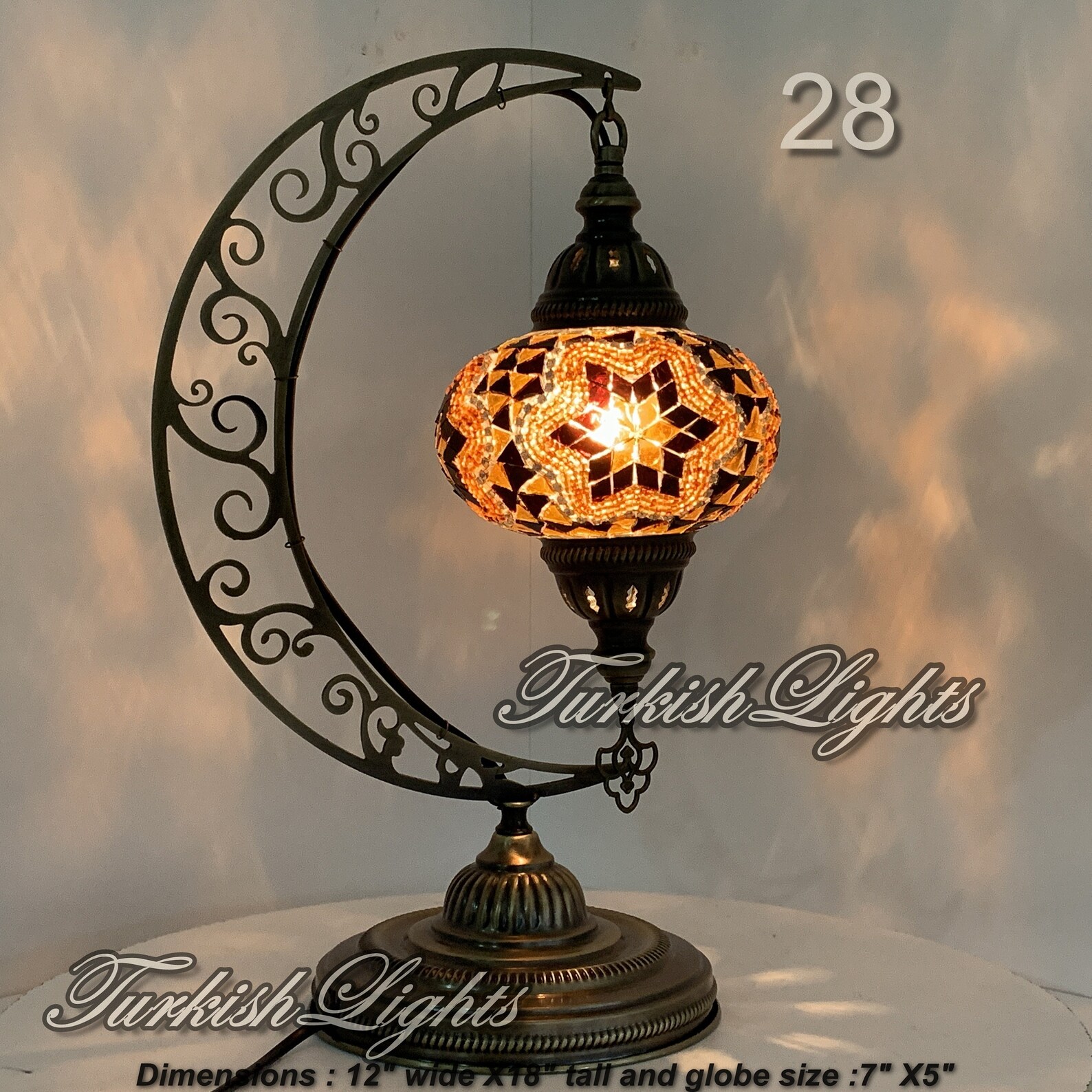 Moon Shape Turkish Mosaic. Table Lamp Tiffany Lamp | Etsy