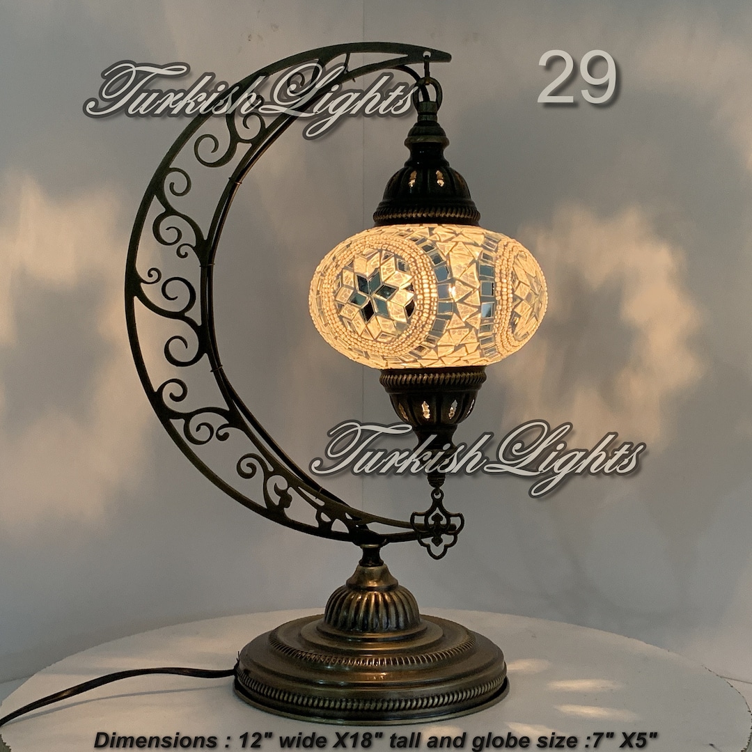 Moon Shape, Turkish Mosaic. Table Lamp, , Tiffany Lamp, Turkish Lights ...