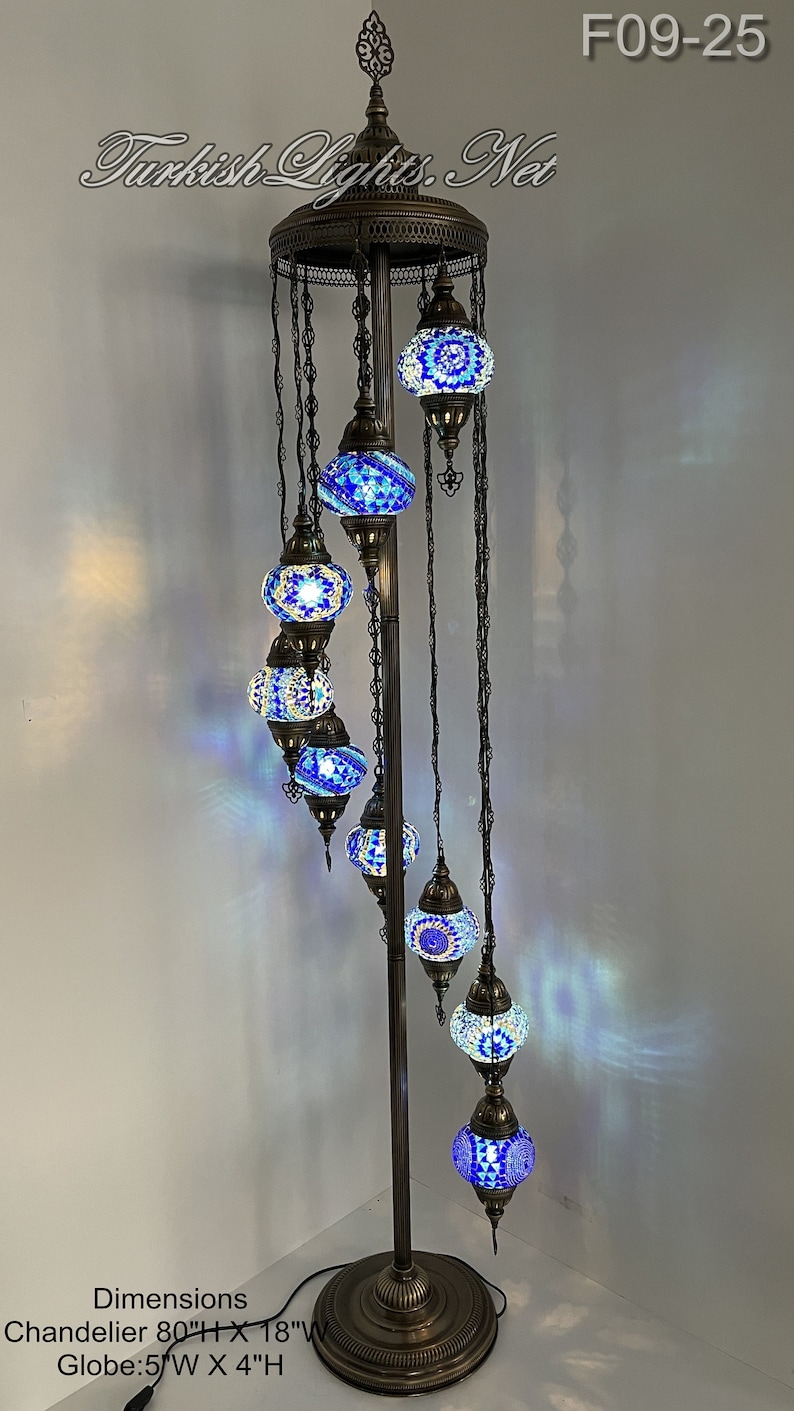 9 Globe Turkish Mosaic Floor Lamp, Bedside Lighting, 80" Height - Etsy
