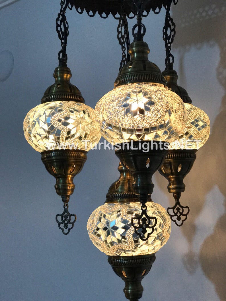 4-ball Turkish Sultan Mosaic Chandelier, Medium Globes - Etsy