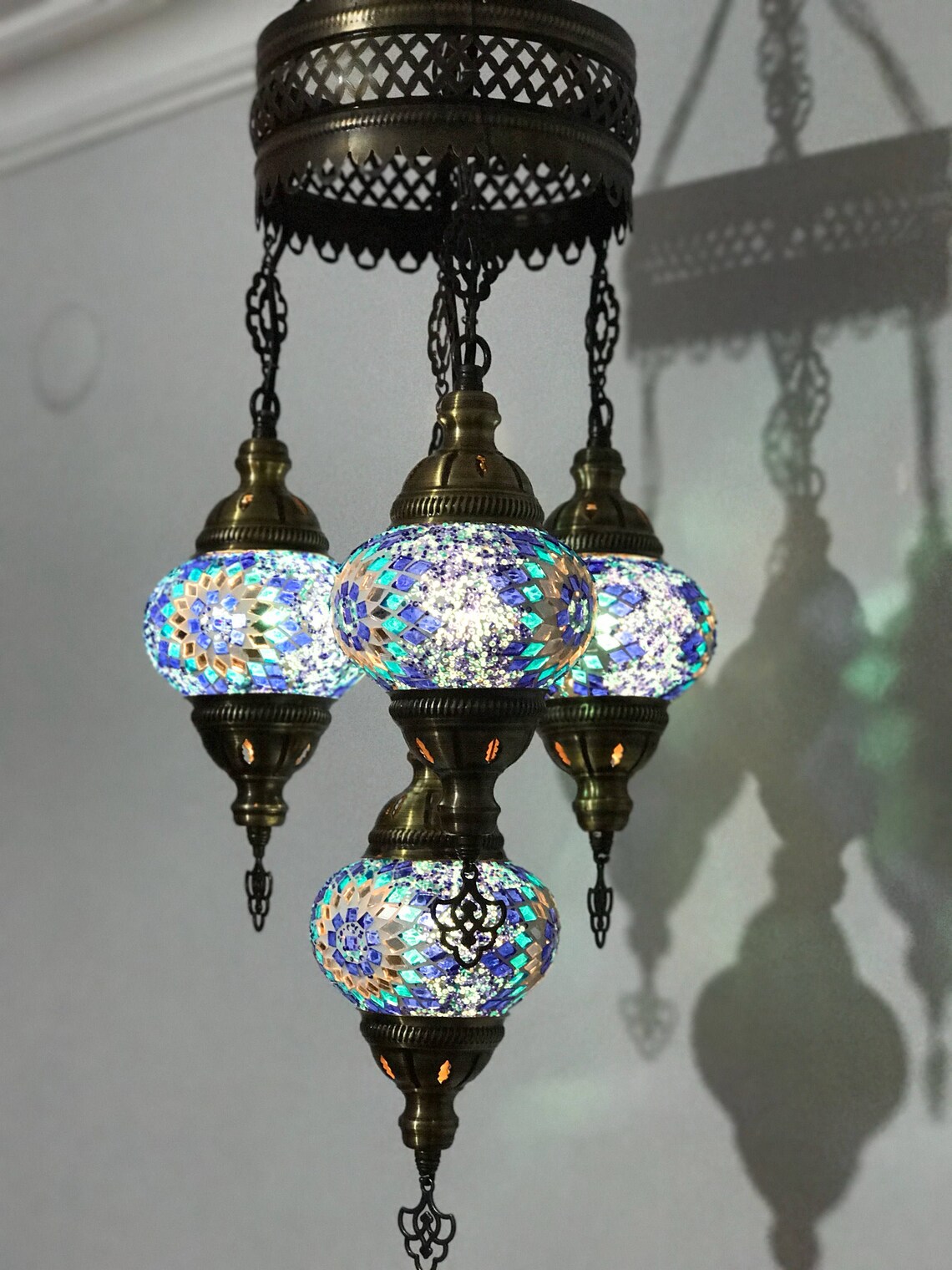 4-ball Turkish Sultan Mosaic Chandelier | Etsy