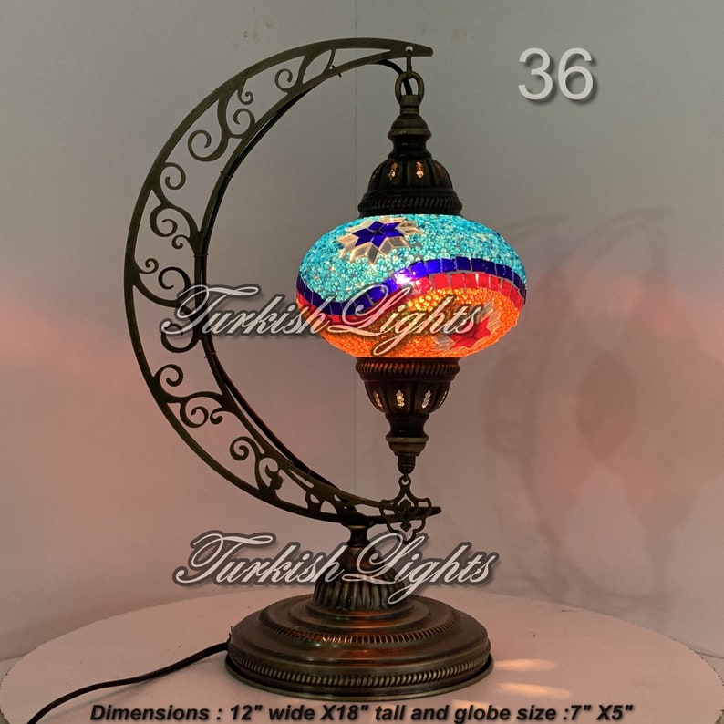 Moon Shape Turkish Mosaic. Table Lamp Tiffany Lamp | Etsy