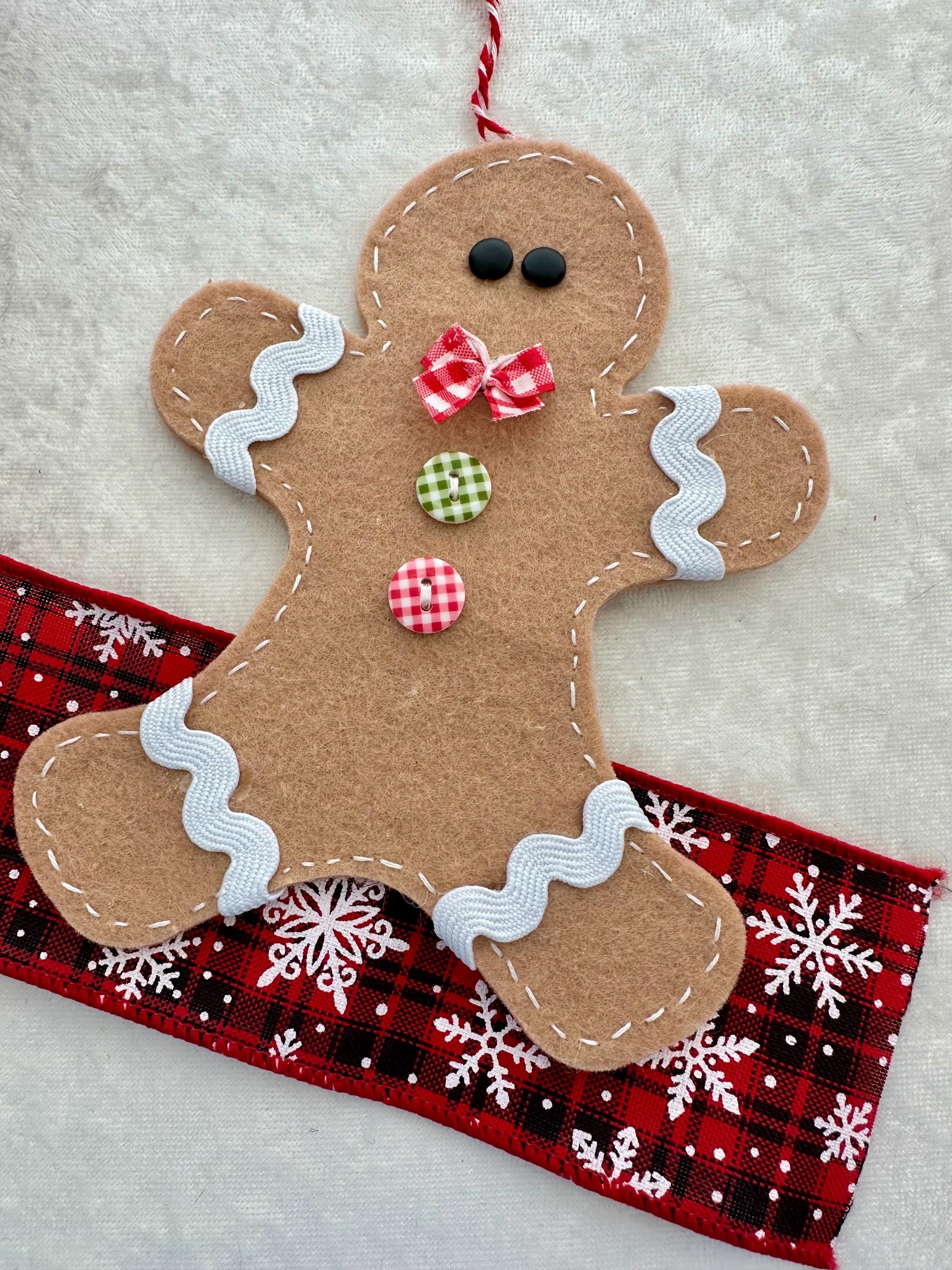 Handmade Gingerbread Man-light Tan Christmas Ornaments Red Bow, Green ...