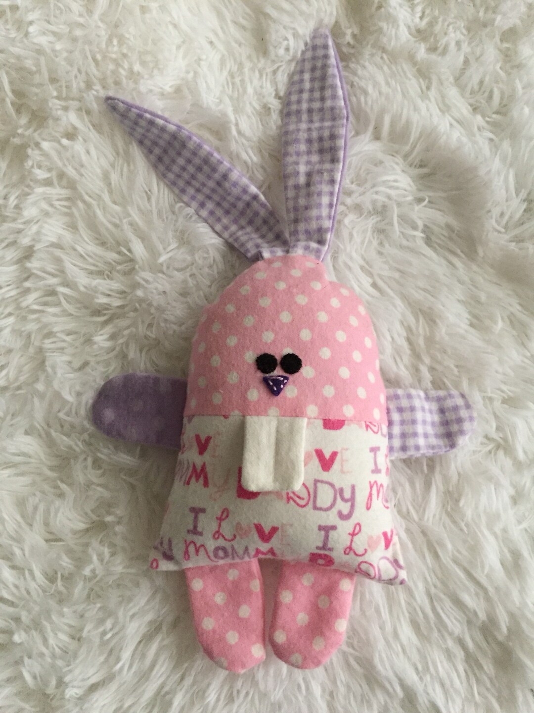 Bunbun the Bunny, Plushie, Flannel Stuffed Animal, Baby Toy- Pinks ...