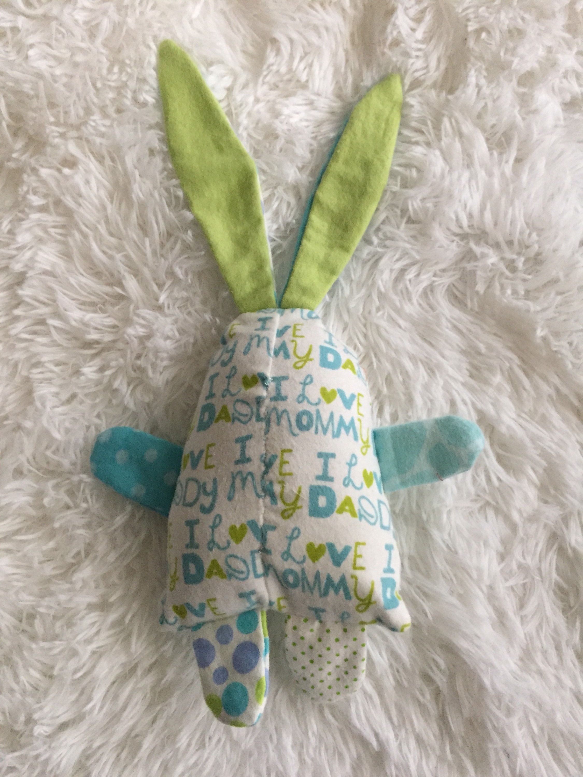 Bunbun the Bunny, Plushie, Stuffed Animal, Baby Toy-blue&green - Etsy