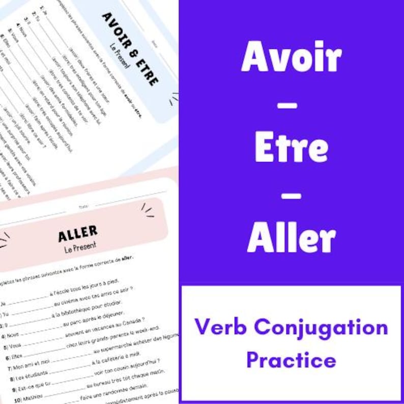 Printable French Verb Conjugation Worksheets | Grammar Practice for ...