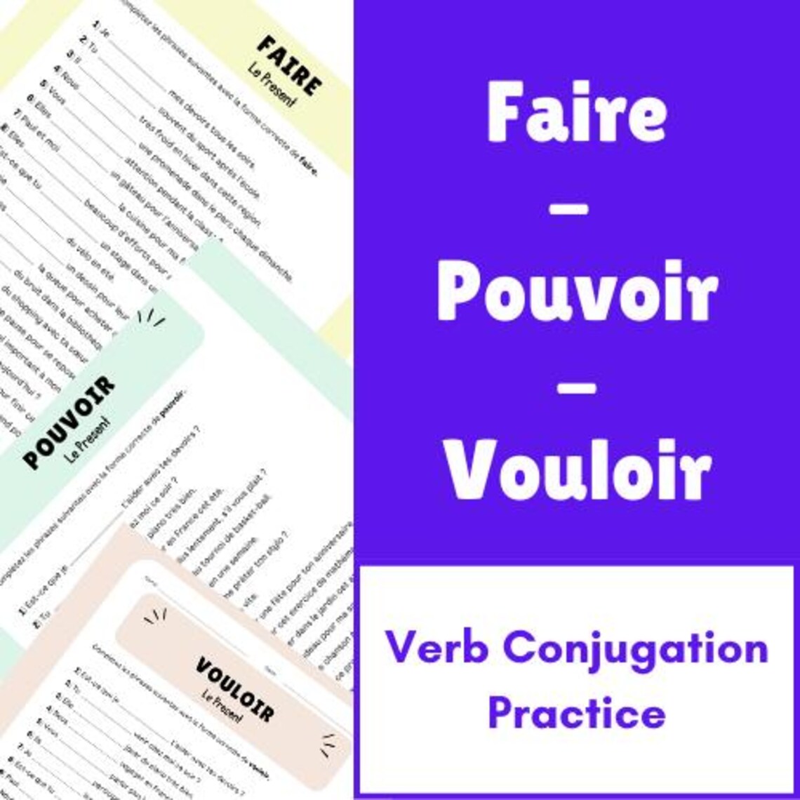 Printable French Verb Conjugation Worksheets | Grammar Practice for ...