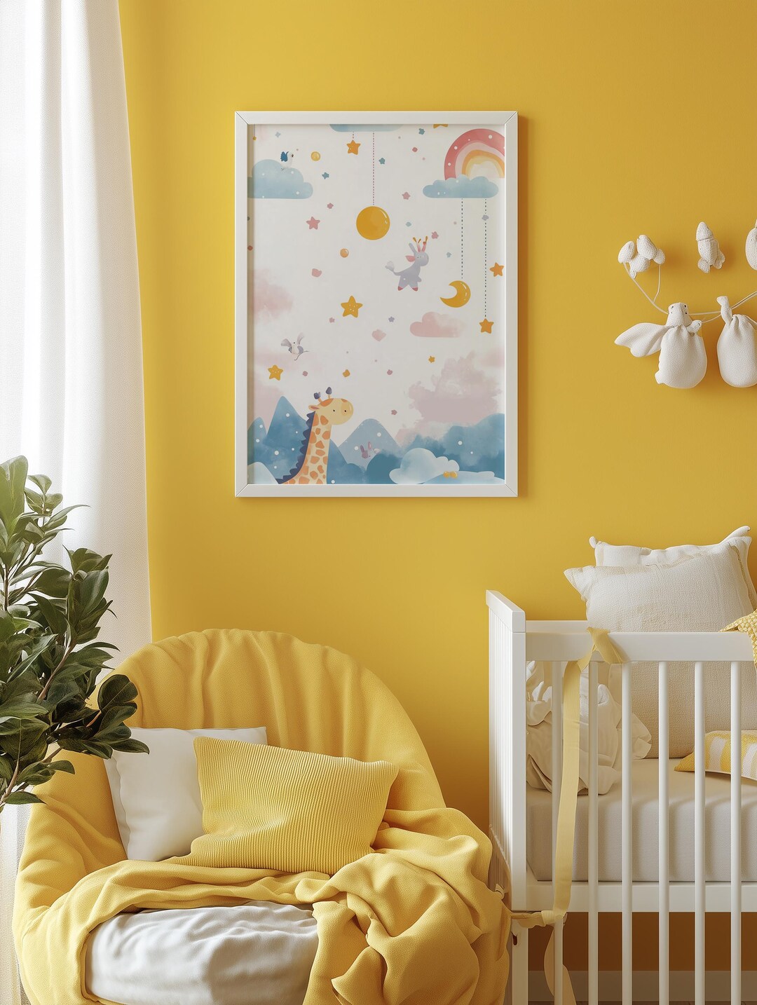 Giraffe Rainbow Nursery Art | Baby Room Art Crib Kids Play Canvas ...