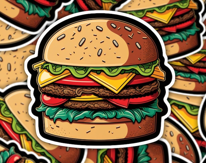 Burger Digital Sticker Clipart Png File- Hamburger | Cheeseburger ...