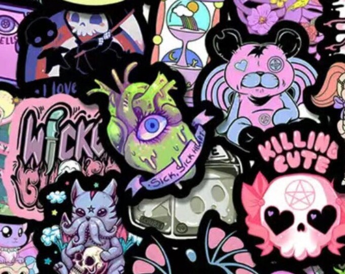 50 Emo Vinyl Sticker Decals | Goth Punk Graffiti Art | Waterproof ...