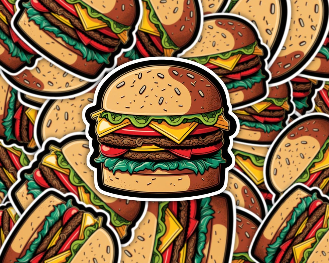 Burger Digital Sticker Clipart Png File Hamburger Cheeseburger ...