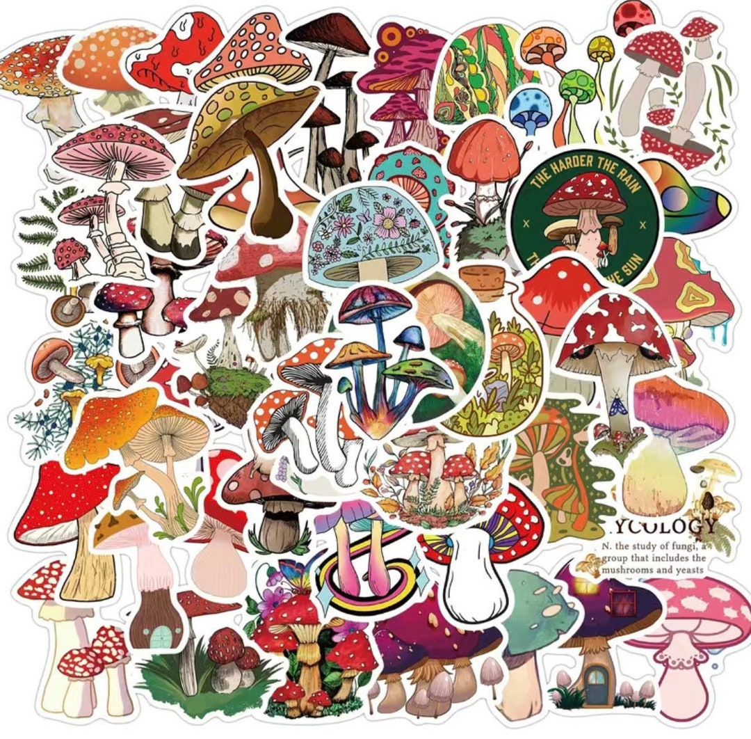 50 Mushroom Vinyl Sticker Decals Fungi Outdoors Nature Waterproof ...