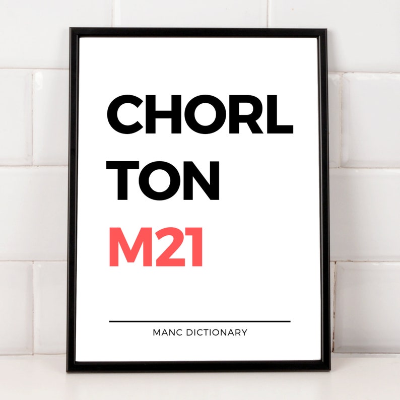 Manchester Suburbs Sign Poster Postcode Print in Black White - Etsy UK