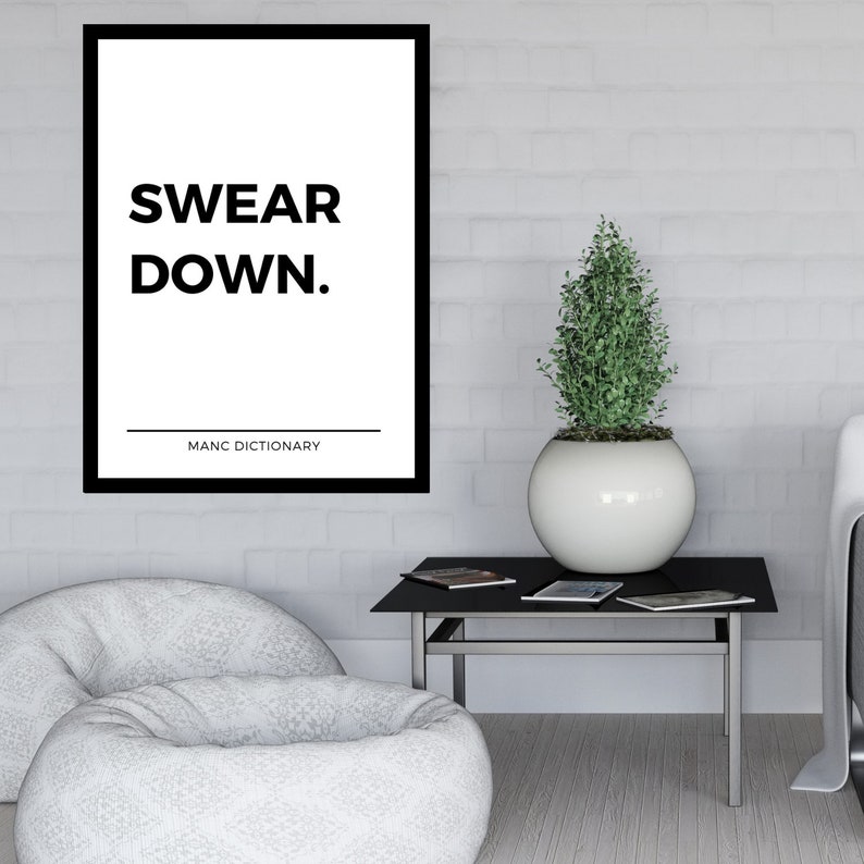 Manchester 'swear Down' Quote Print Poster in - Etsy UK
