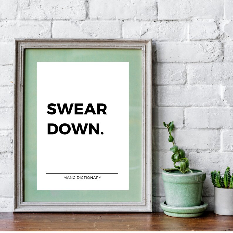Manchester 'swear Down' Quote Print Poster in - Etsy UK