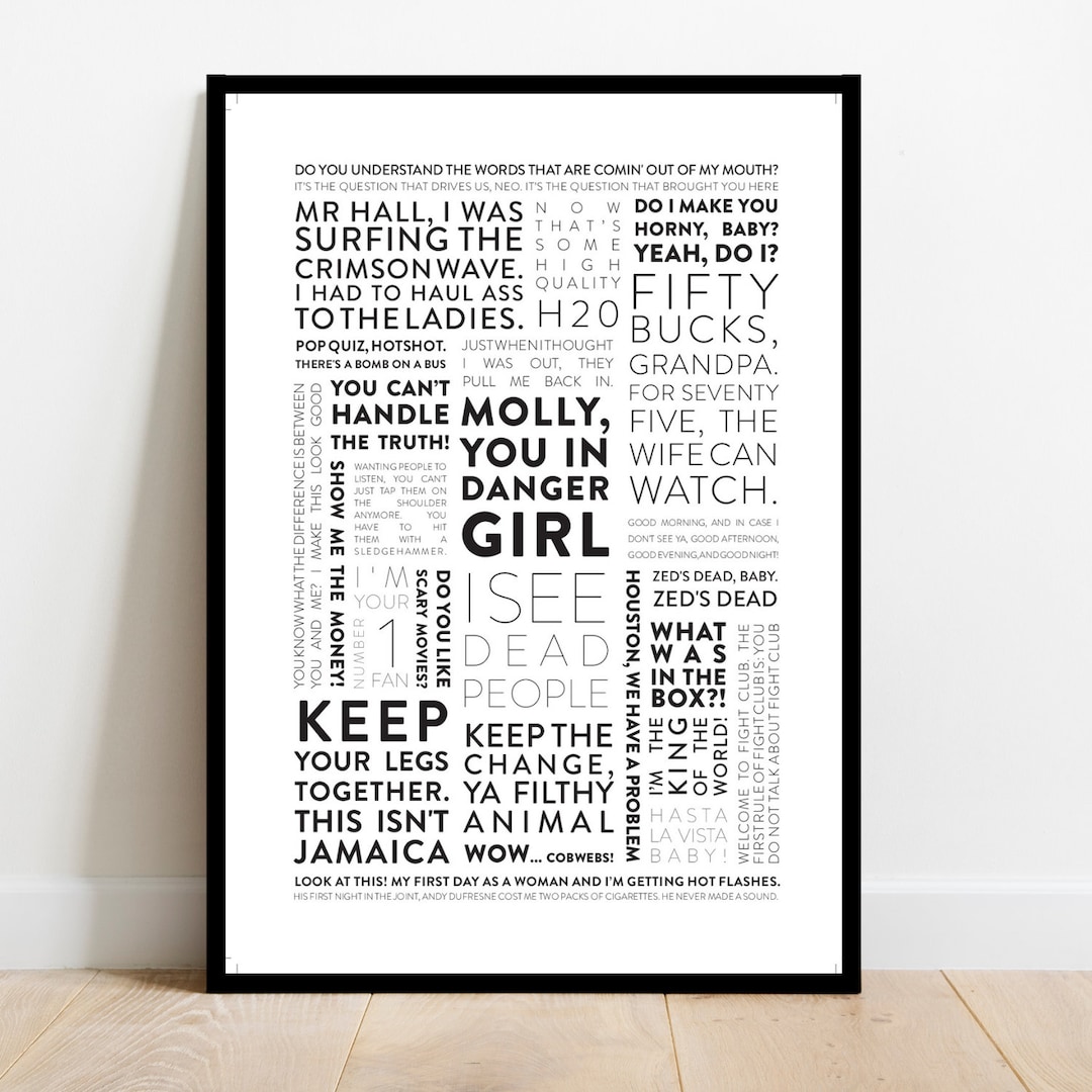 90s Movie Quote Artwork Poster in Monochrome Design - Etsy UK