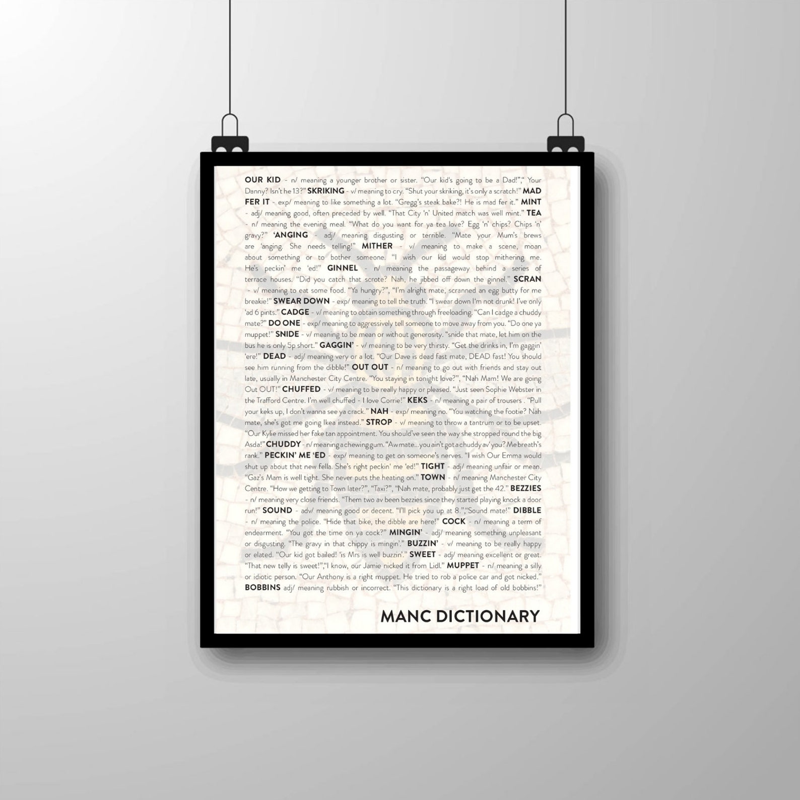 Manchester Quote Phrase Dictionary Print Poster in A1 A2 A3 | Etsy UK
