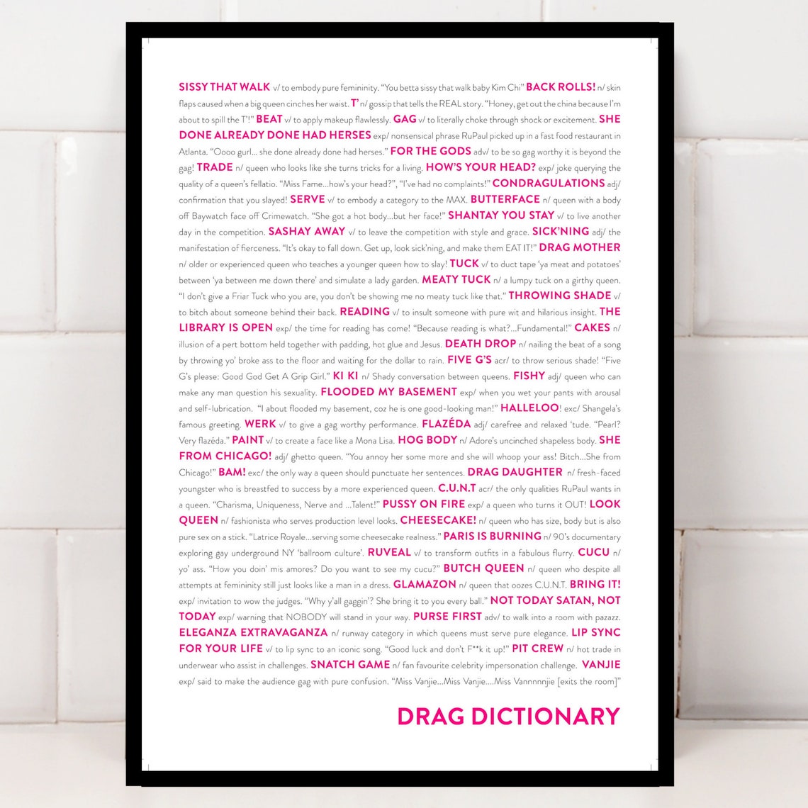 Rupauls Drag Race Quote Print Poster in A3 or A4 | Etsy