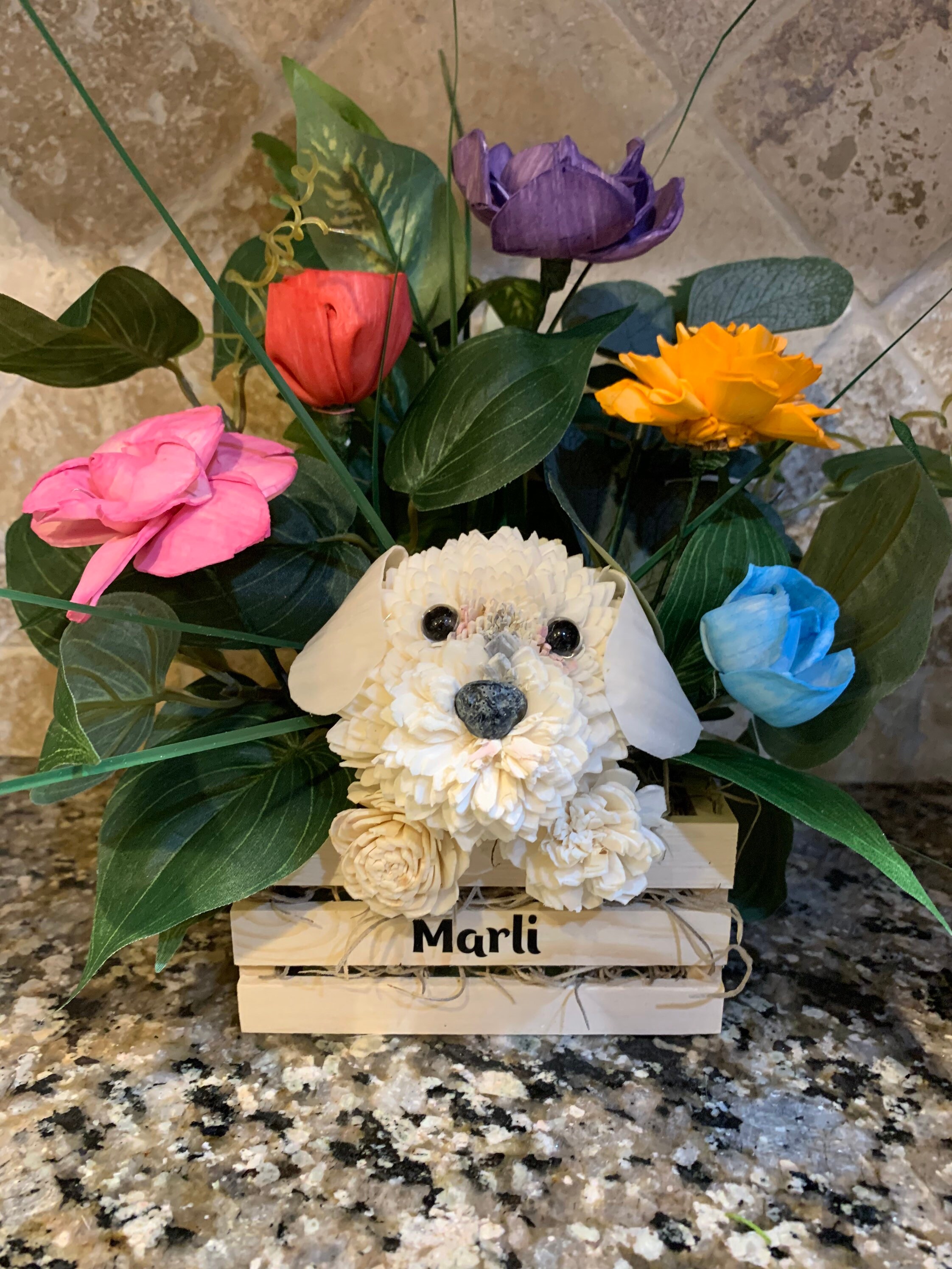Custom Medium Personalized Dog Flower Arrangement in a Pail | Etsy