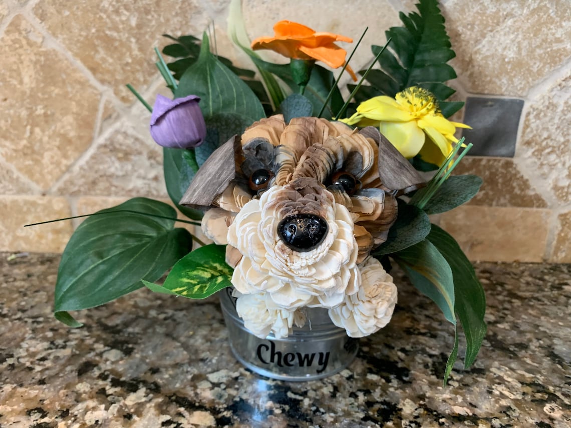 Custom Small Personalized Dog Flower Arrangement in a PAIL - Etsy