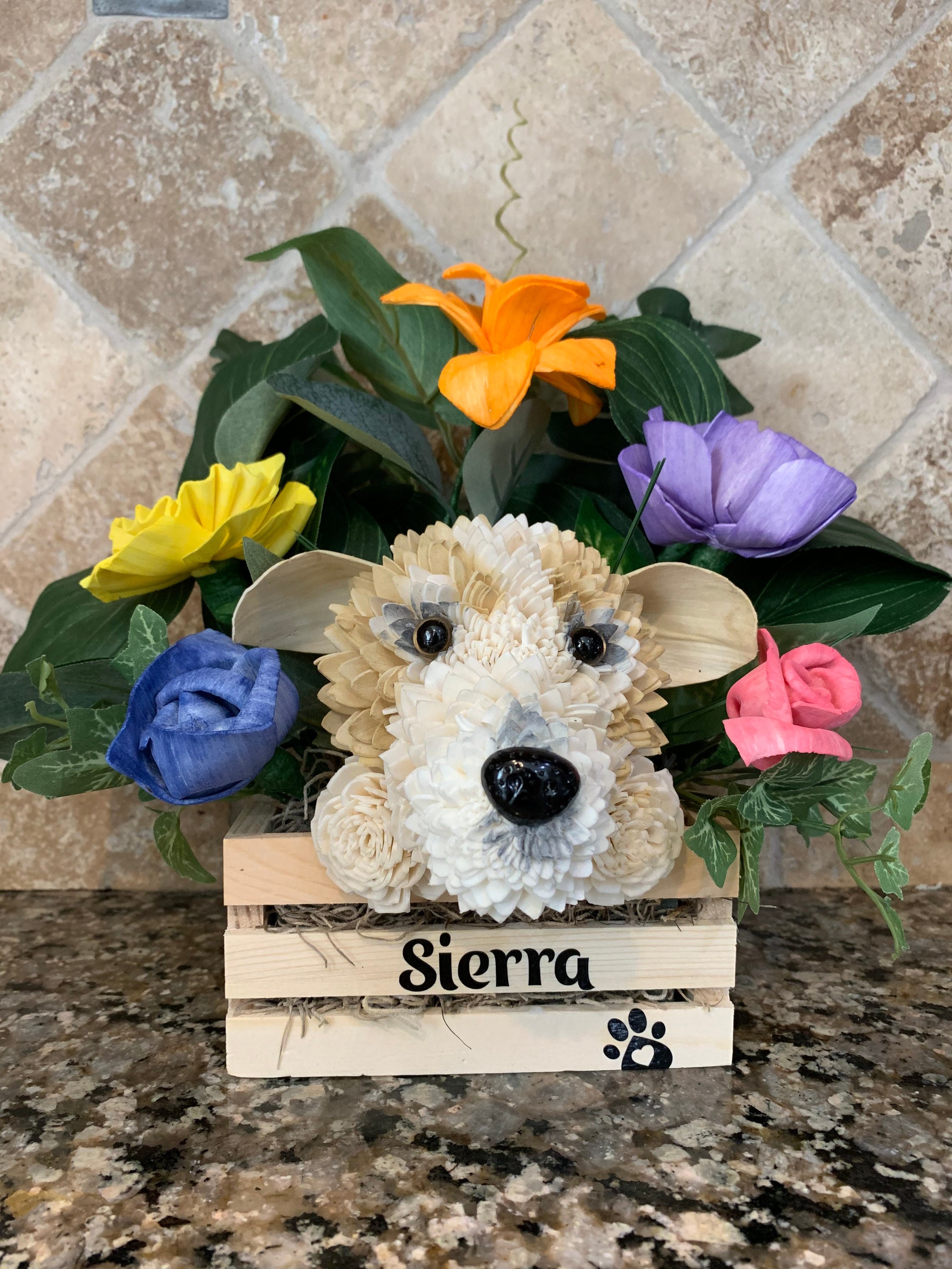 Custom Medium Personalized Dog Flower Arrangement in a CRATE - Etsy