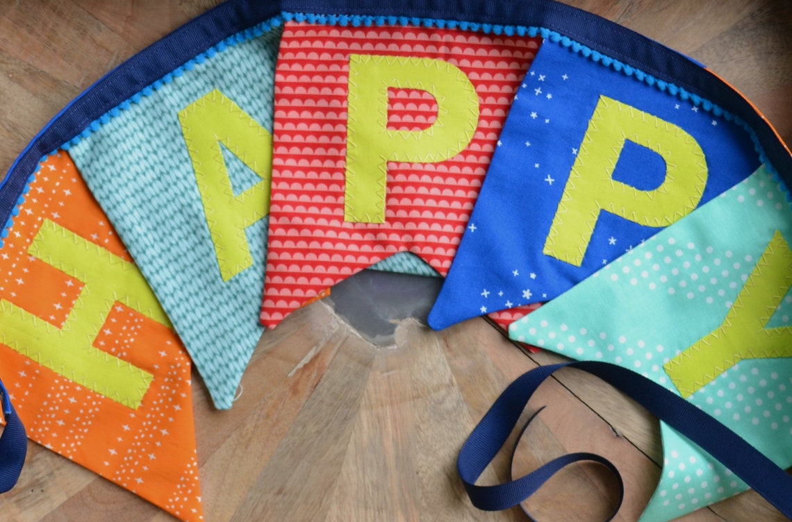 CUSTOM: Neutral Fabric Happy Birthday Banner Made to Order | Etsy