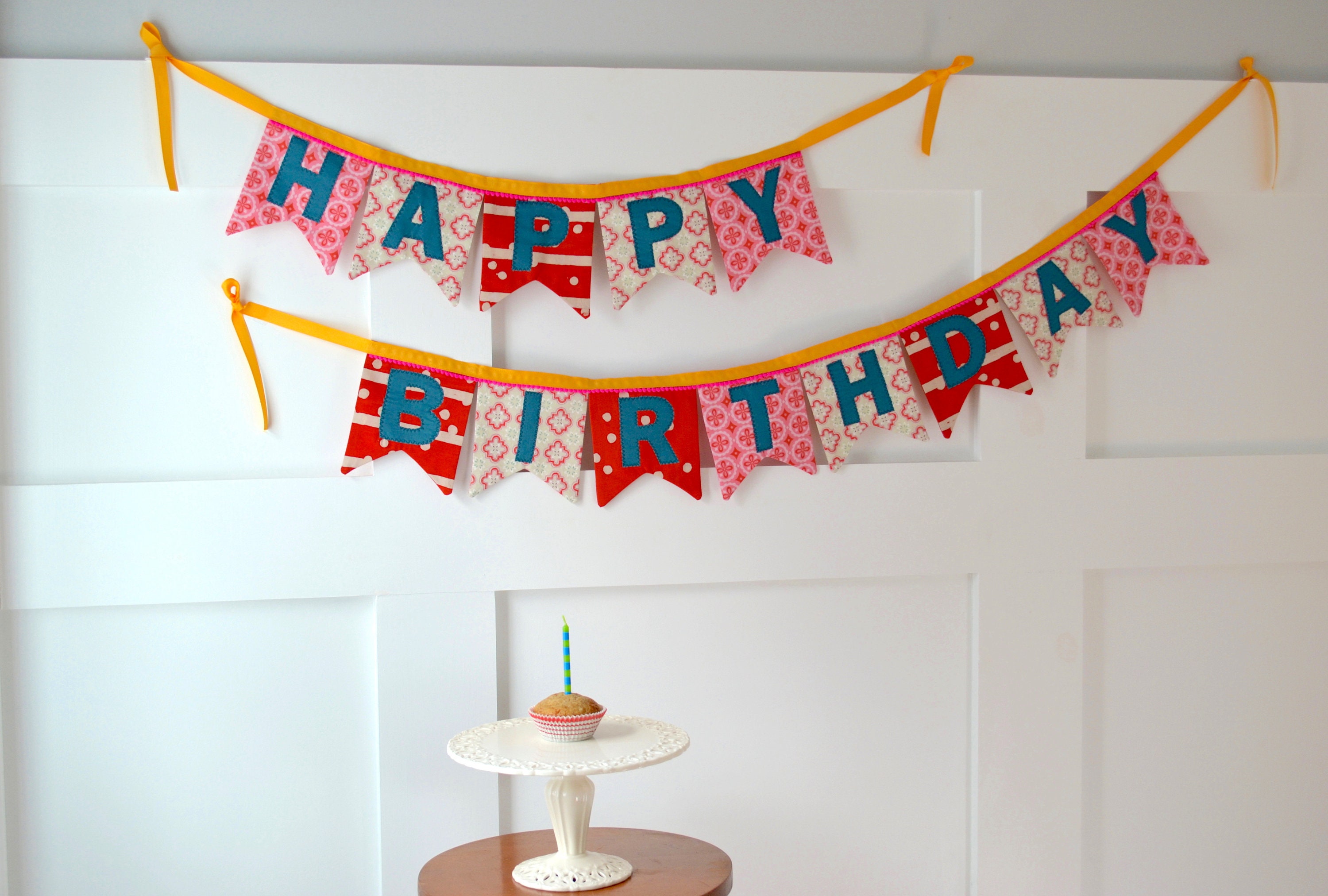 Made to Order Fabric Happy Birthday Banner: Handmade Party Garland - Etsy