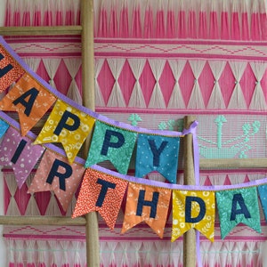 Made to Order Farmhouse Fabric Birthday Banner: Rainbow Party Garland ...