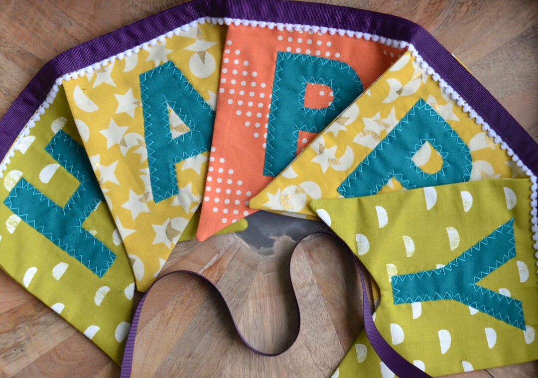 Made to Order Earth Tone Happy Birthday Banner: Handmade Fabric Party ...