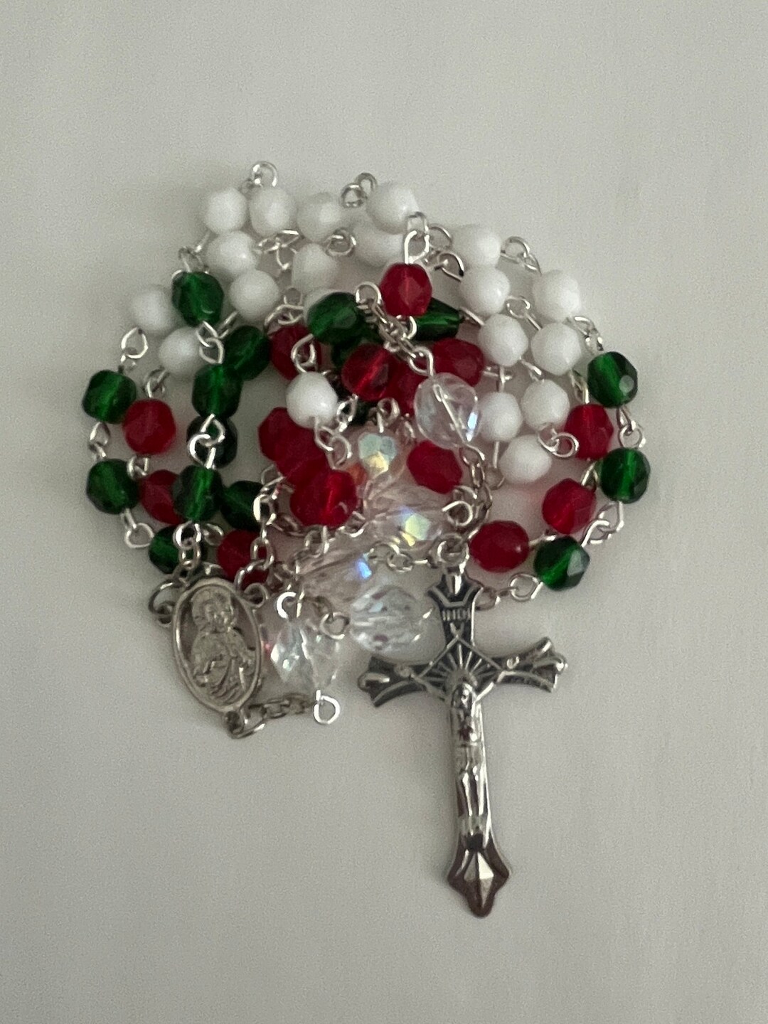 Italy Italian Flag Colors - Traditional Catholic Rosary Beads - Etsy