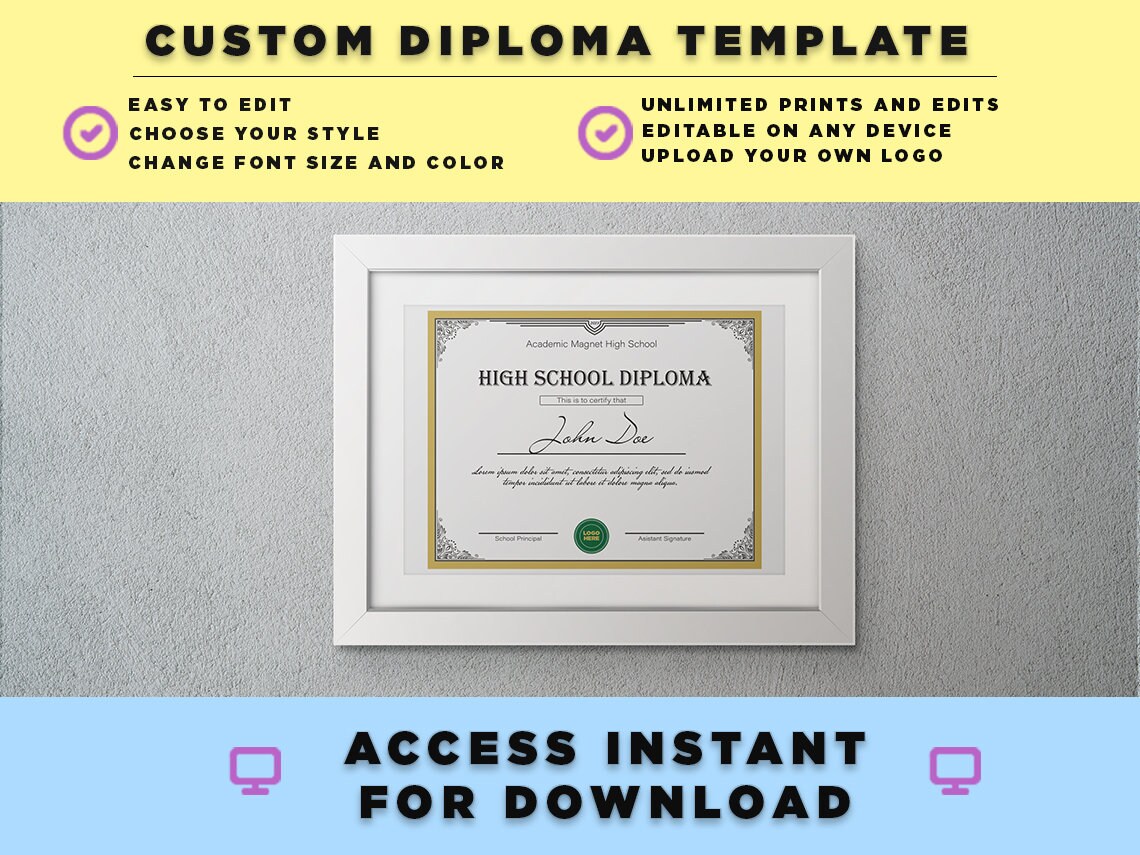 Diploma Template and Diploma Frame for High School | Diploma Frames ...