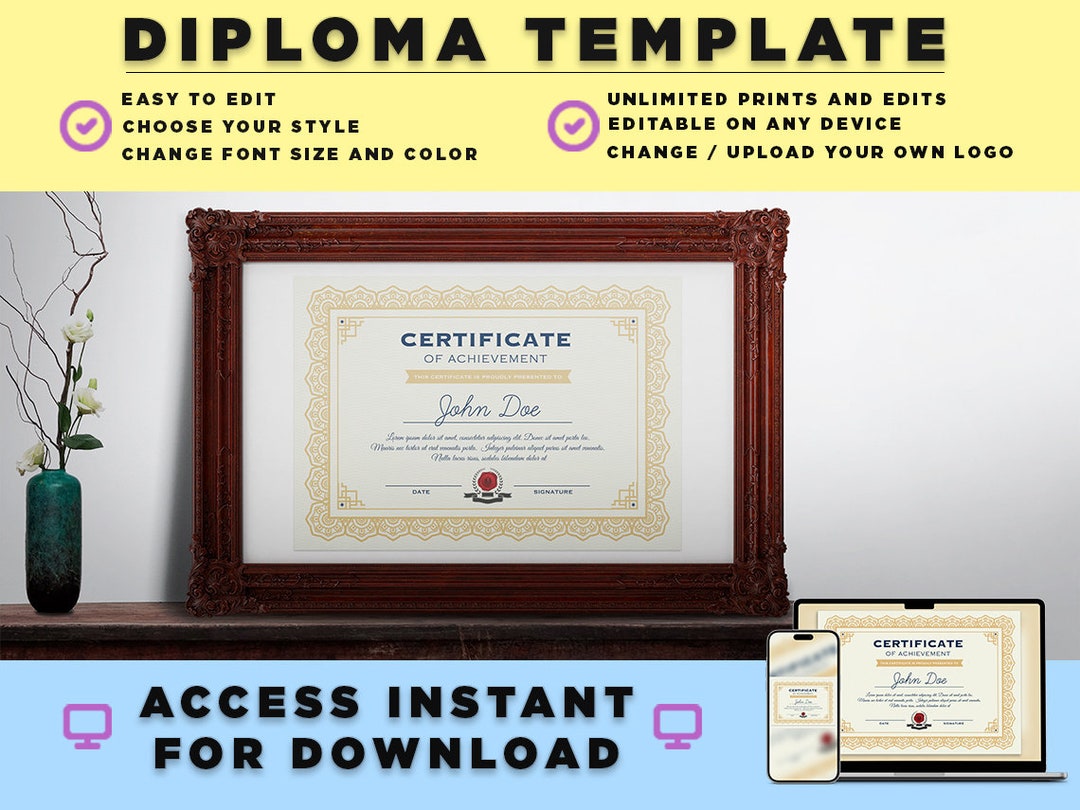 Diploma / Certificado de Educación General, Diploma Editable, Diploma ...