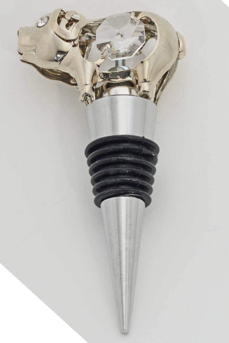 24K Gold Plated PIG WINE STOPPER With Clear Austrian Crystals - Etsy