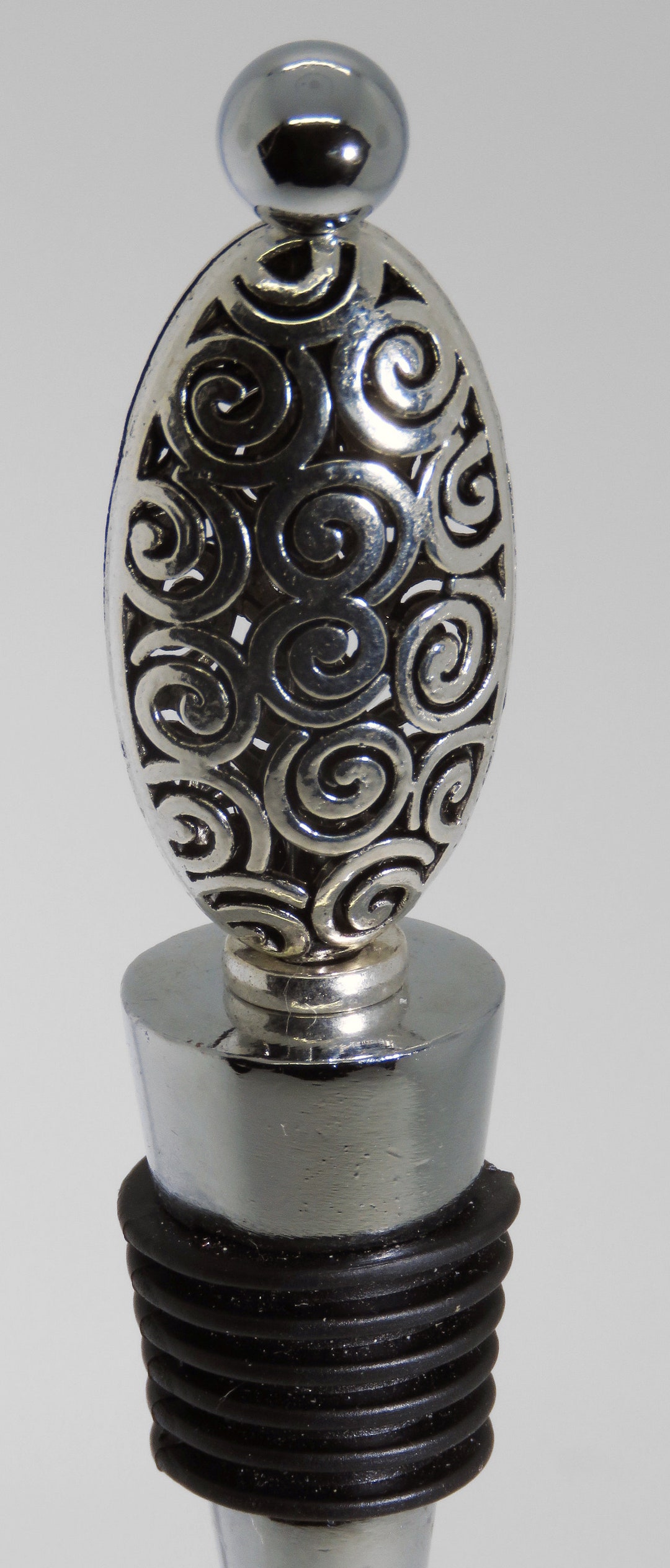 SWIRL DECOR WINESTOPPER Oxidized Pewter - Etsy