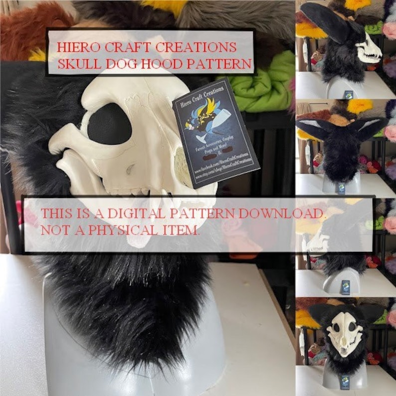DIGITAL. [not a Physical Item] Hierocraftcreations Skull Dog Hood ...